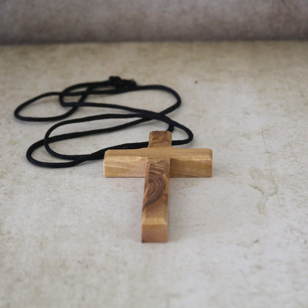 Two Olive Wood Necklace Crosses, Hand Crafted Wooden Cross Jerusalem ...