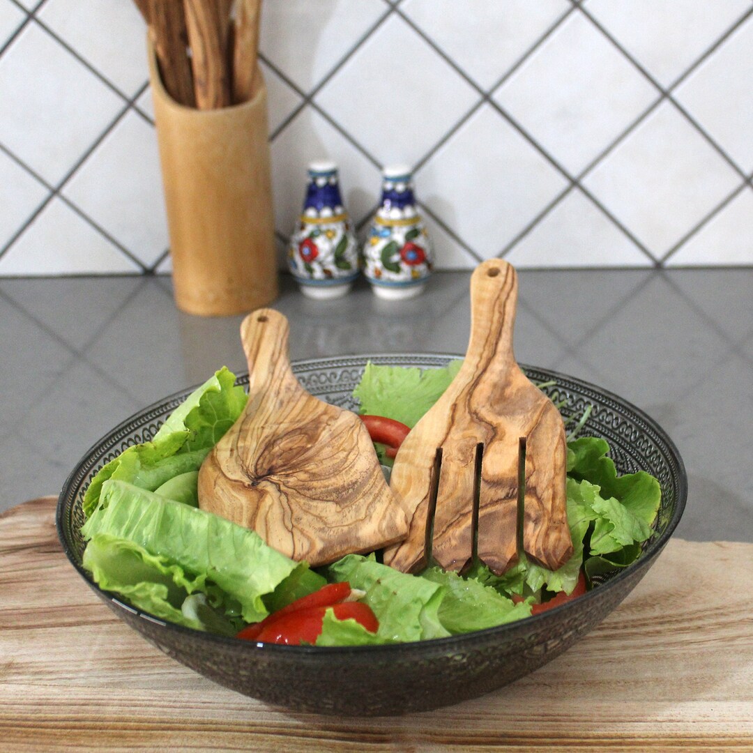 8 Hand-carved Wooden Utensils Set Kitchen Cooking Salad Spoons Handmade ...