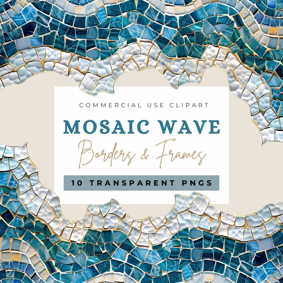 Mosaic Wave Borders and Frames Clip Art Pack of 10 High Resolution ...