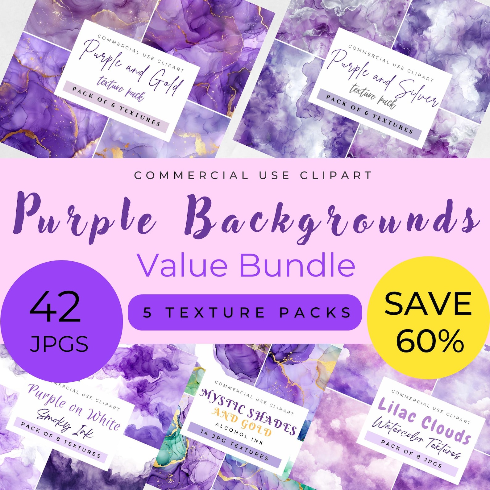 Purple Backgrounds & Textures - VALUE BUNDLE - 5 Packs in One, Liquid ...