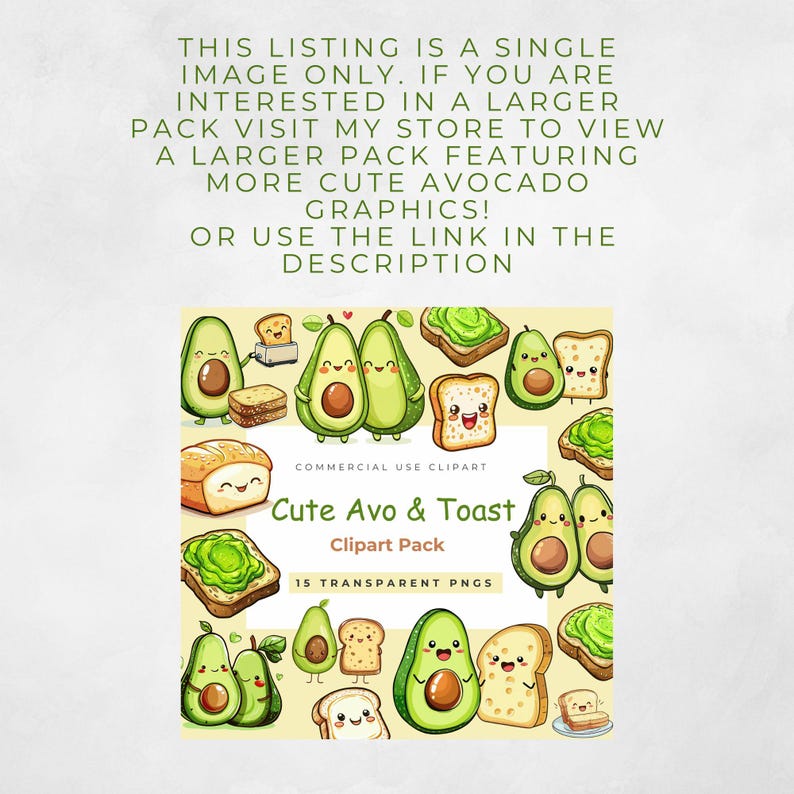 Cute Avocado Couple - SINGLE IMAGE - Clipart Pack | Printable or ...