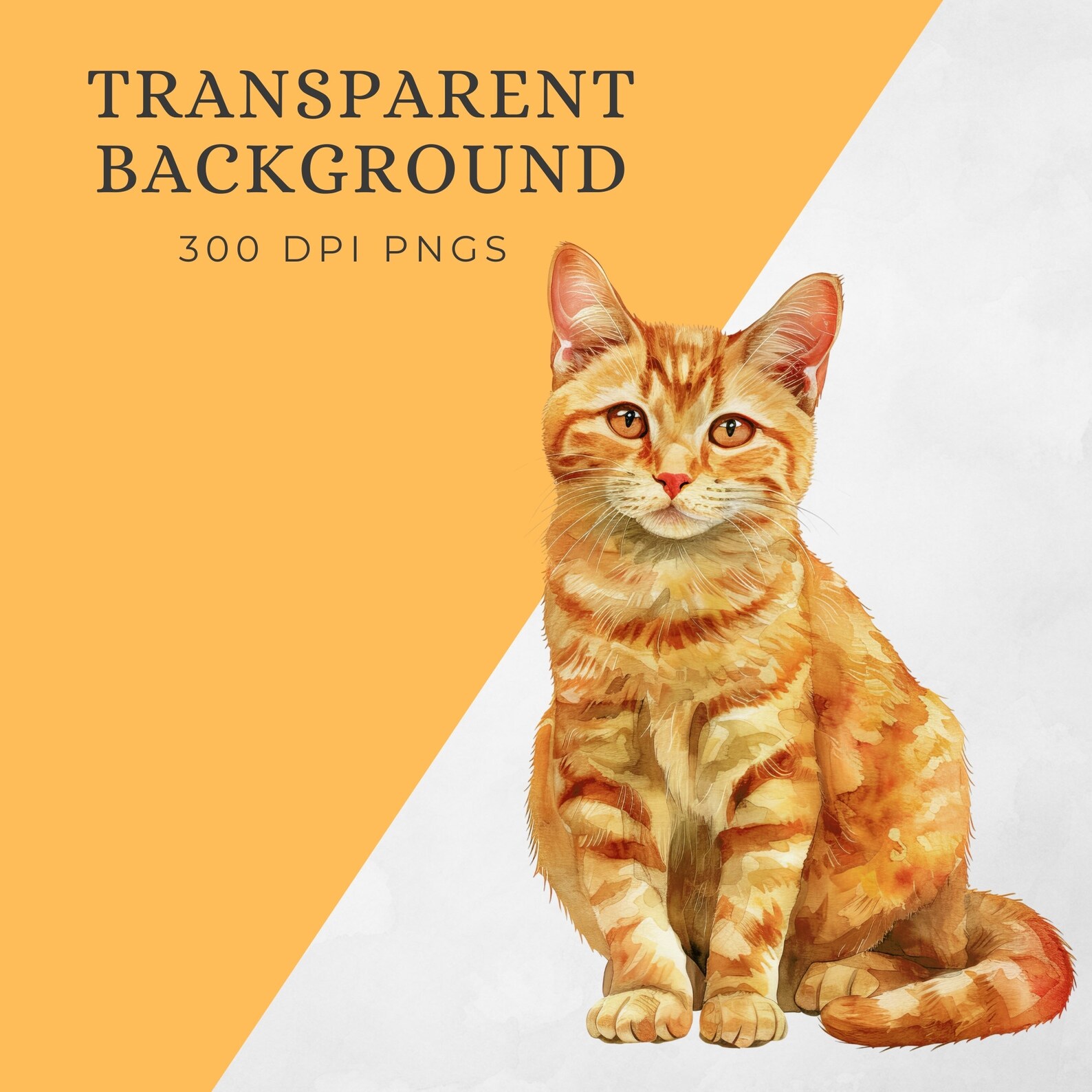 Ginger Tabby Cats and Kittens Clip Art Pack | Watercolor Style Cute ...