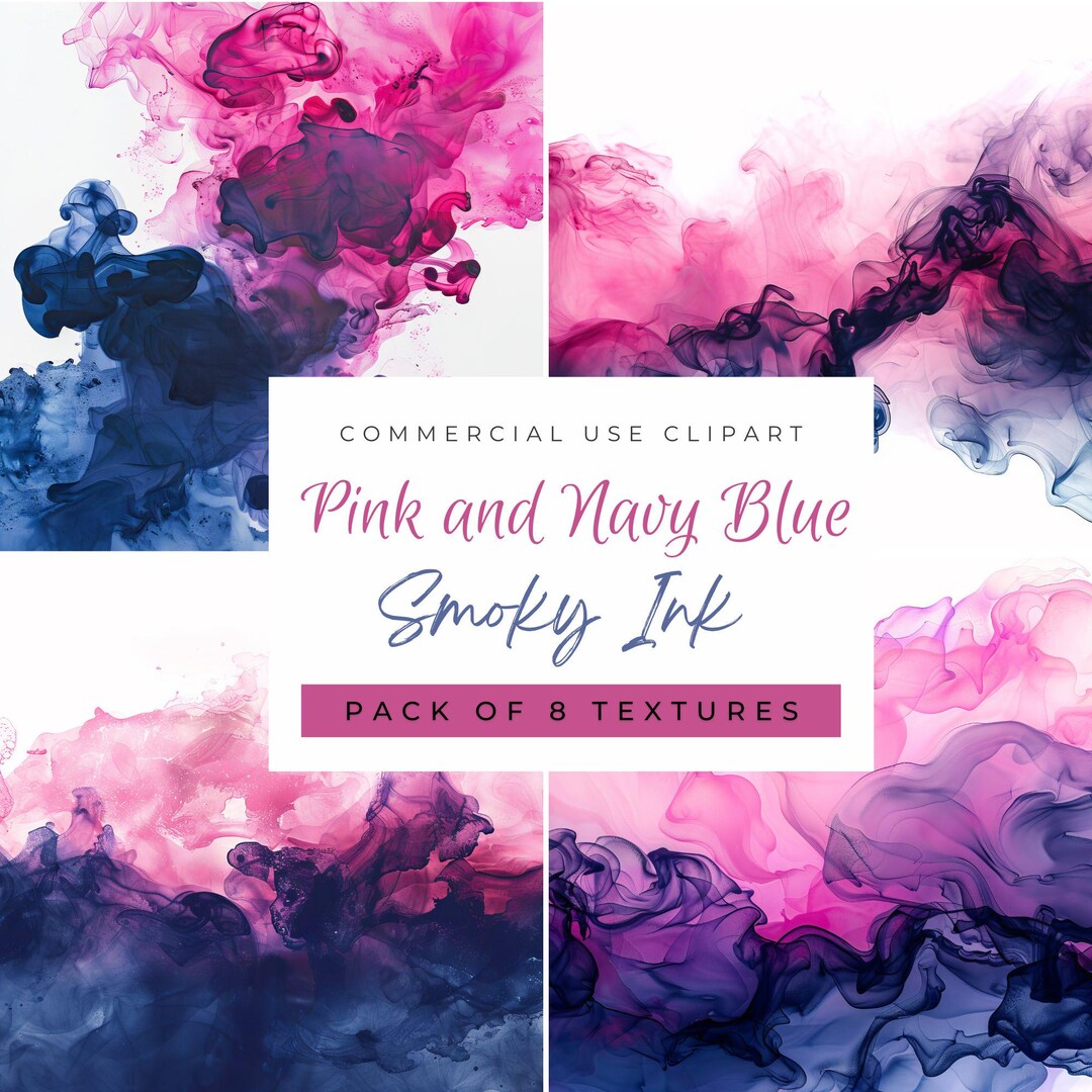 Pink and Navy Blue Smoky Ink Textures | Digital Papers and Backgrounds ...