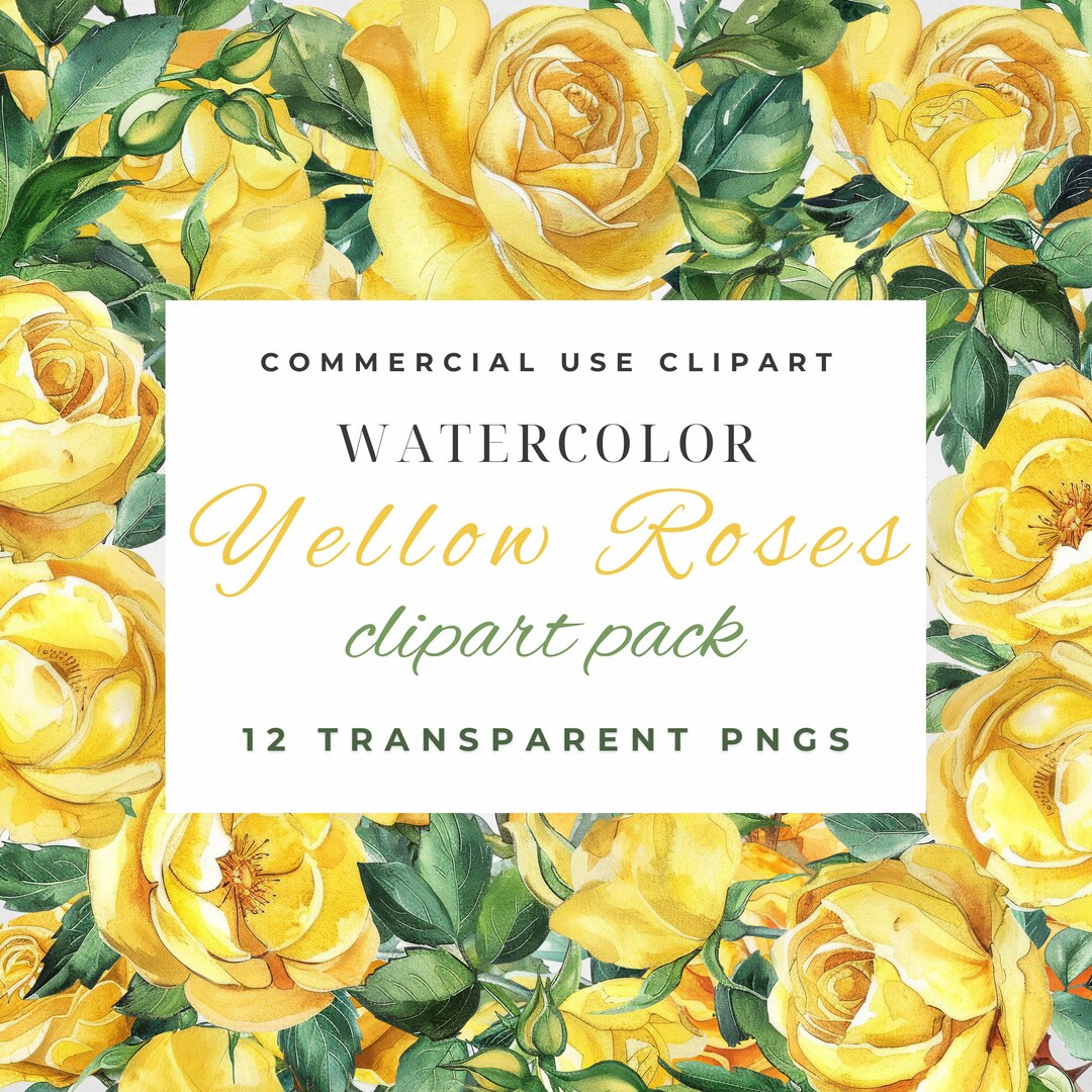 Yellow Roses Clipart Pack - Pack of 12 Graphics Including Bouquets ...
