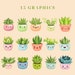 Happy Succulents Clipart Pack, Cute Pot Plants Clipart, Kawaii Pot ...