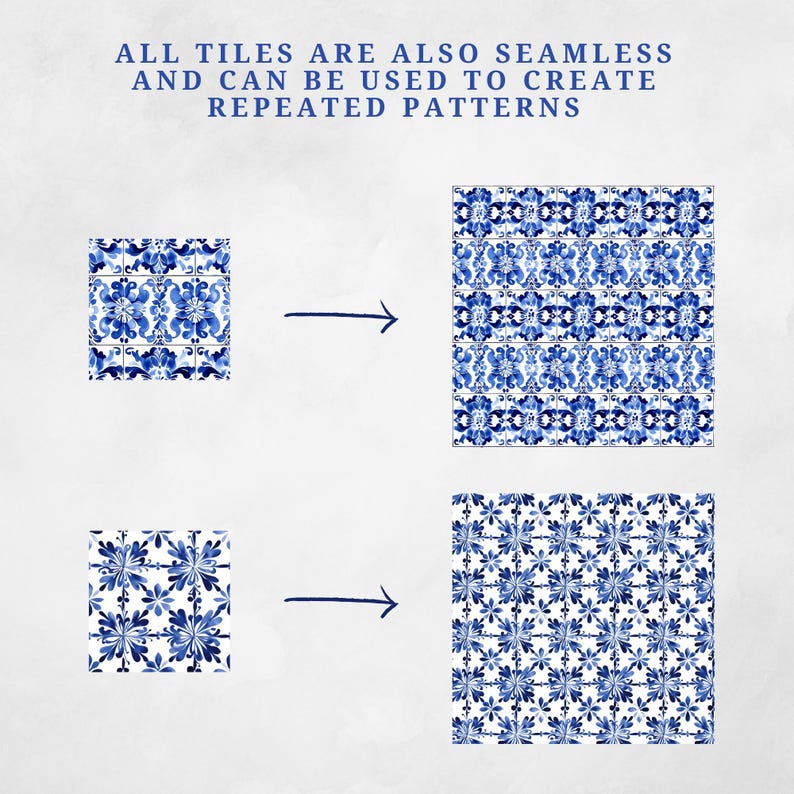 Mexican Talavera Tile Clipart & Seamless Patterns | Blue and White ...
