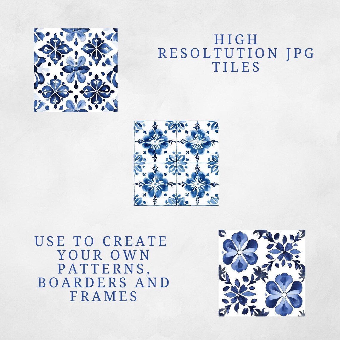 Mexican Talavera Tile Clipart & Seamless Patterns | Blue and White ...