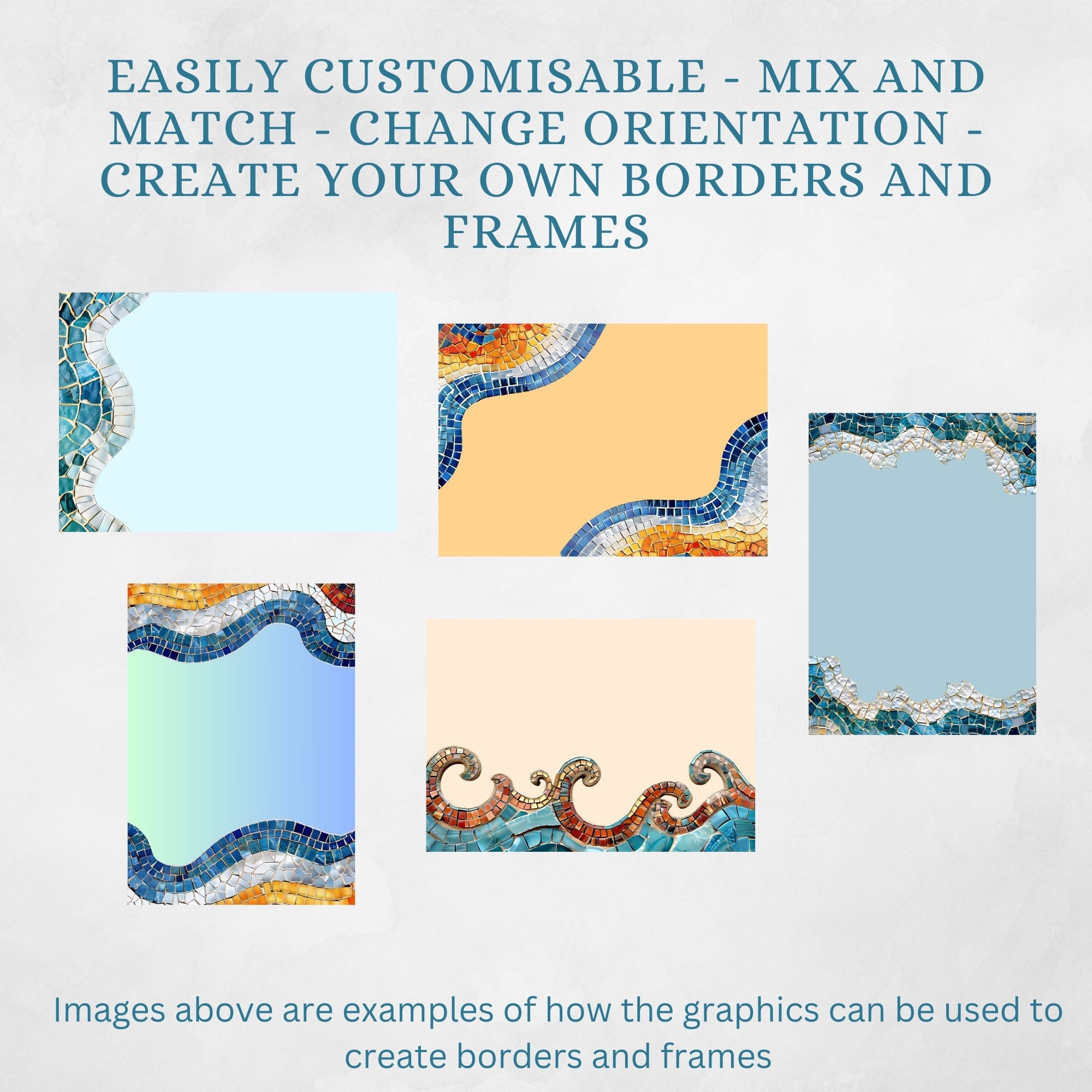 Mosaic Wave Borders and Frames Clip Art Pack of 10 High Resolution ...