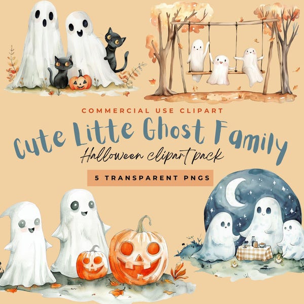 Vintage Ghosts Clipart Pack for Personal and Commercial Digital and ...