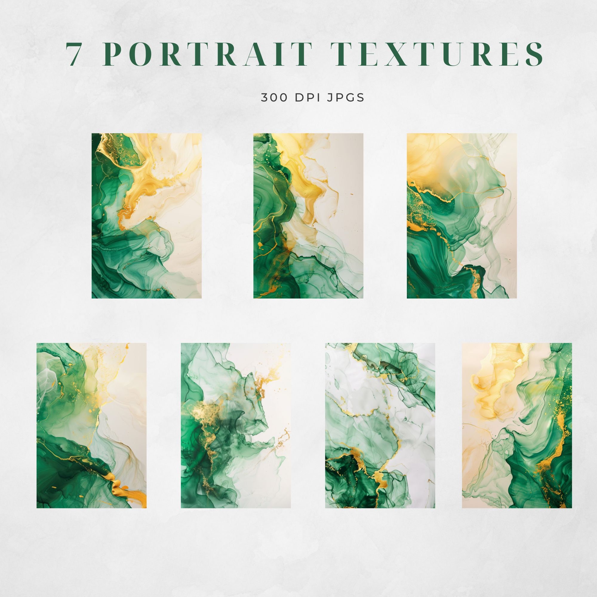 Emerald Gold Alcohol Ink Textures, Green & Gold JPG Background, Liquid ...