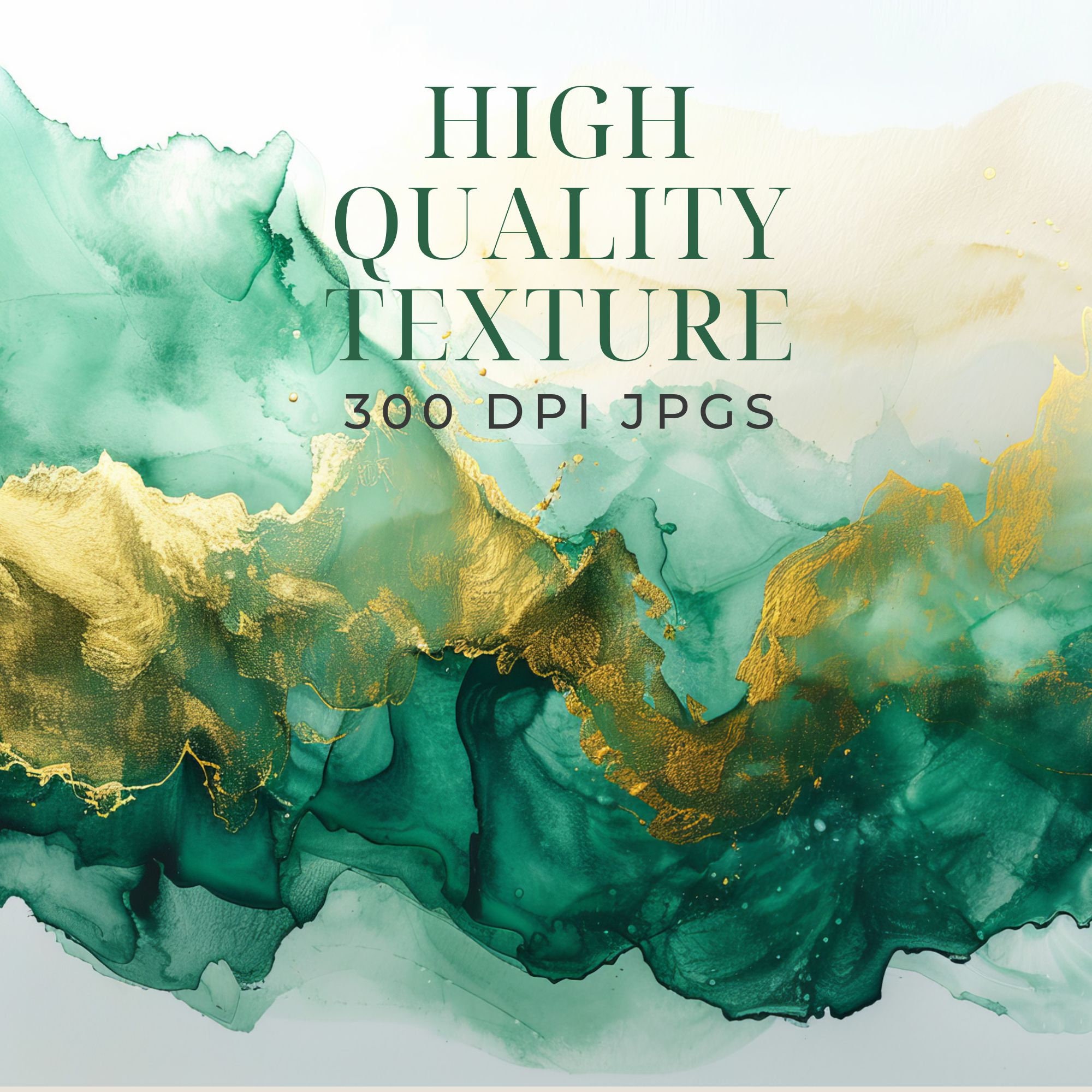 Emerald Gold Alcohol Ink Textures, Green & Gold JPG Background, Liquid ...