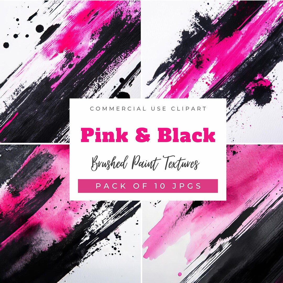 Pink & Black Texture Pack | Brushed Paint Abstract Textures | High ...
