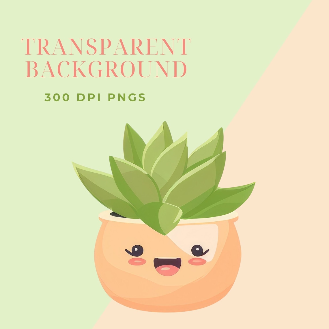 Happy Succulents Clipart Pack, Cute Pot Plants Clipart, Kawaii Pot ...