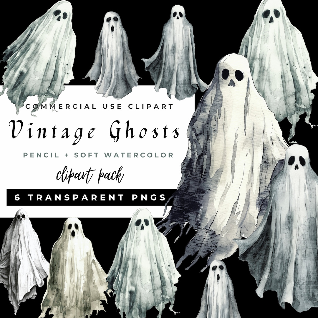 Vintage Ghosts Clipart Pack for Personal and Commercial Digital and ...