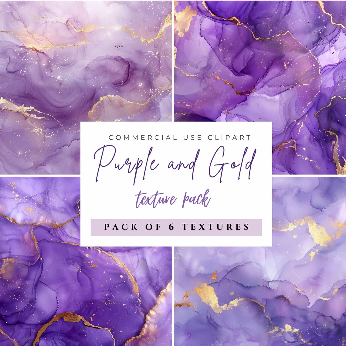 Purple and Gold Texture Pack, Purple Gold Clip Art Backgrounds ...