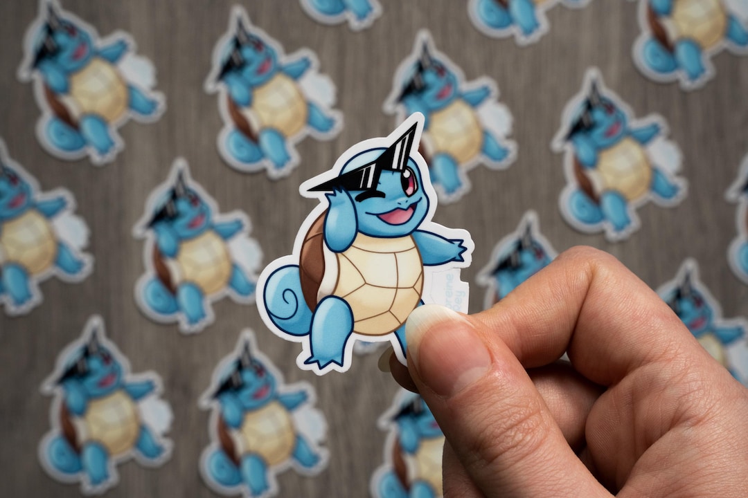 Happy Squirtle Sticker | Easy-peel Tab! - Etsy
