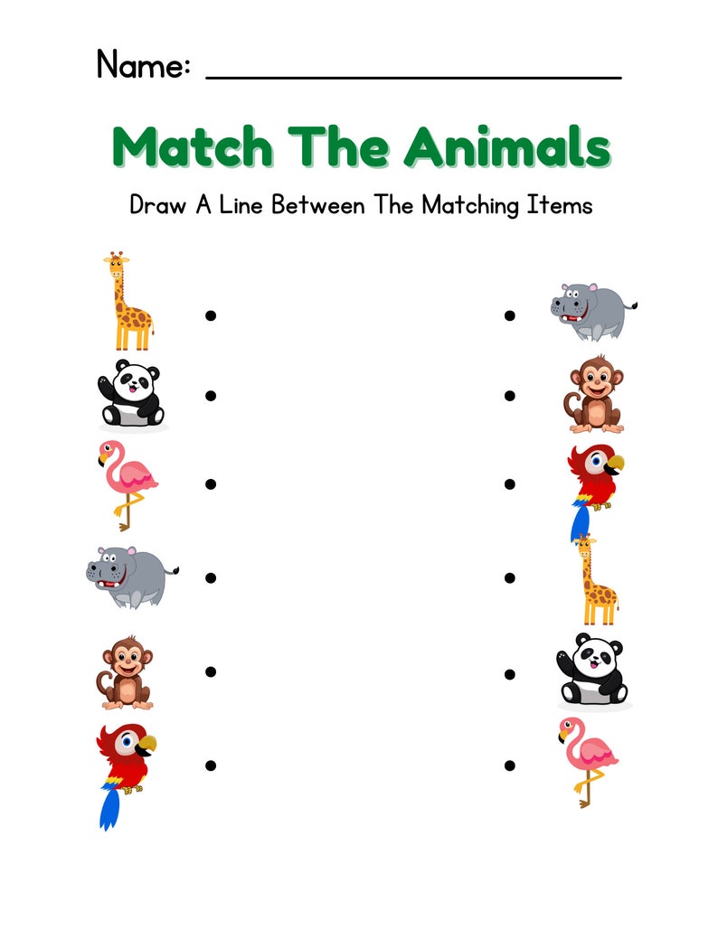 Picture Match Worksheets | Preschool Kindergarten Activity (PDF) - Etsy