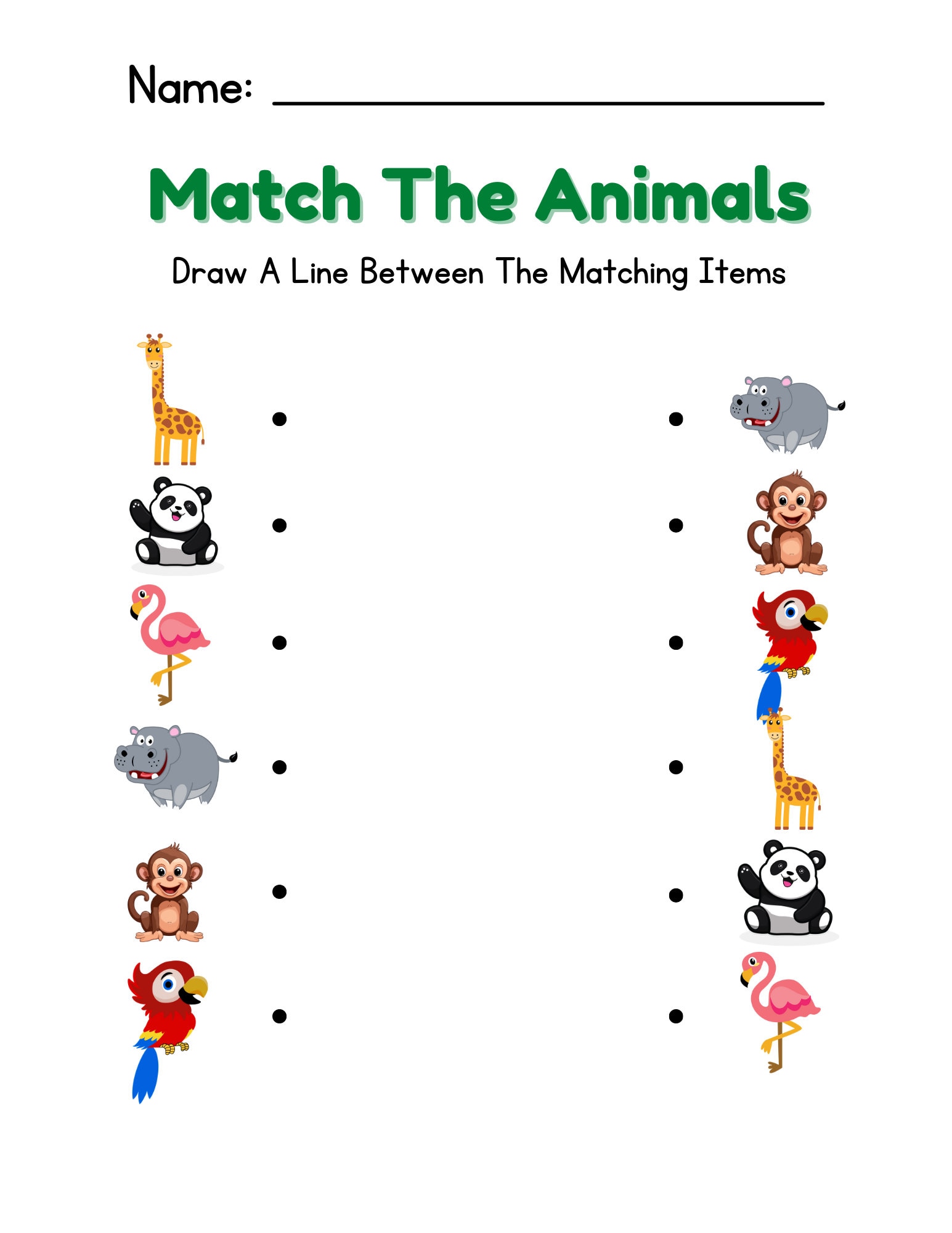 Printable Matching Worksheets for Kids Picture Match Kindergarten ...