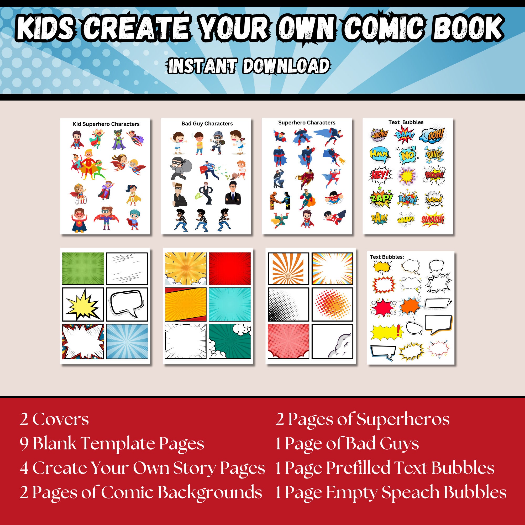 Comic Strip Templates Create Your Own Comic Book Includes 9 Blank ...