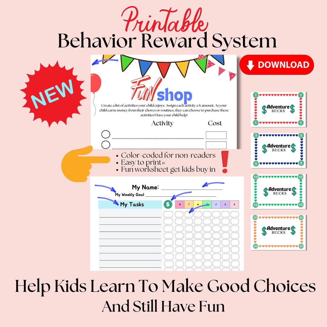 Kids Reward Bucks System: Printable Chore Chart (PDF) - Etsy