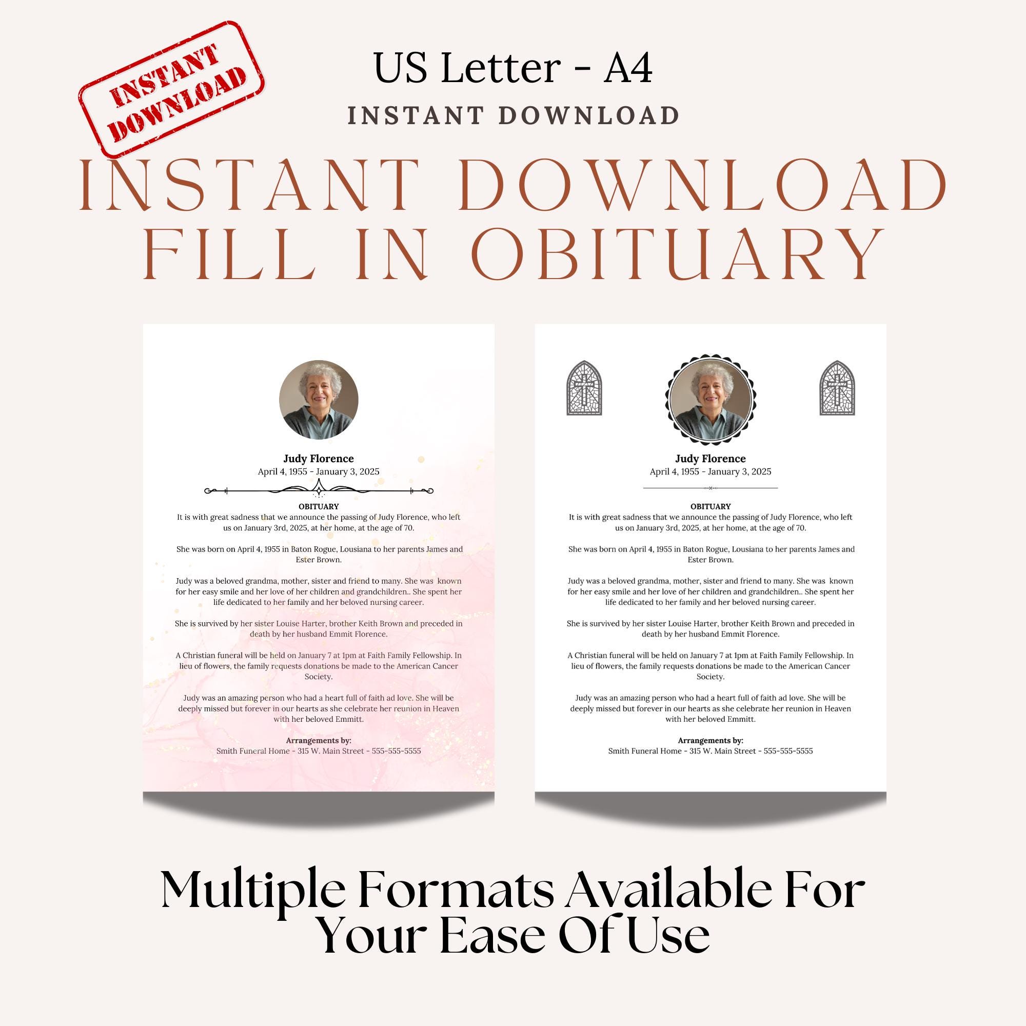 Funeral Program Template for Man, Printable Celebration of Life Program ...