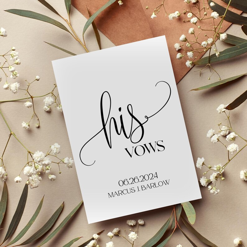 Elegant Wedding Vow Book Template, His and Her (canva Editable ...