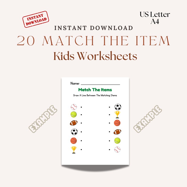 Printable Matching Worksheets for Kids Picture Match Kindergarten ...