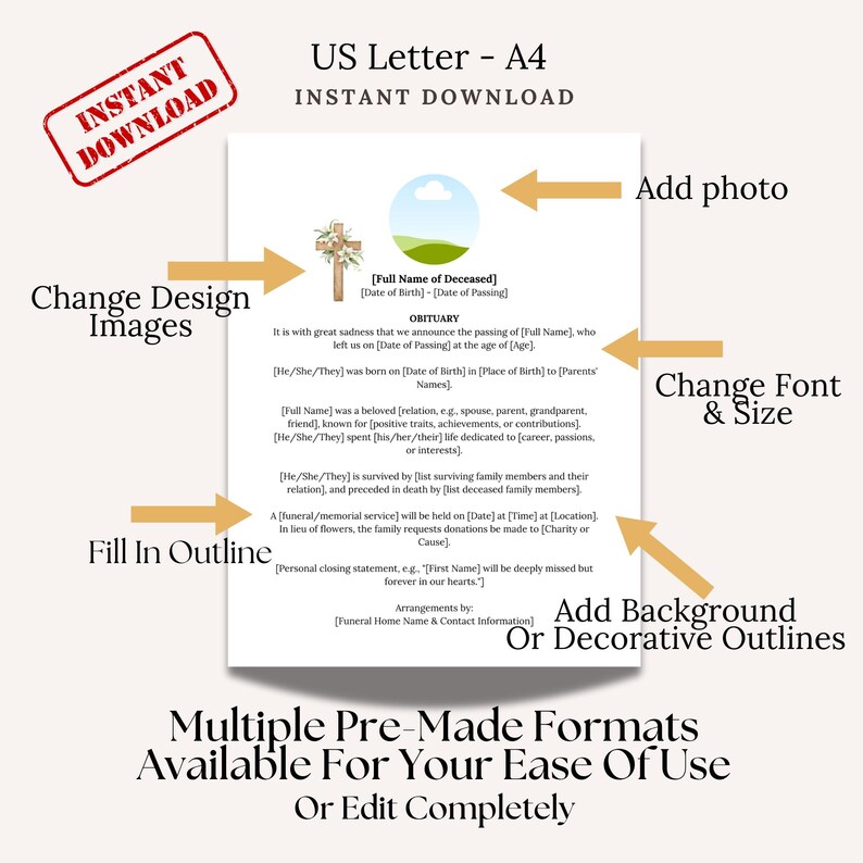 Funeral Program Template for Man, Printable Celebration of Life Program ...