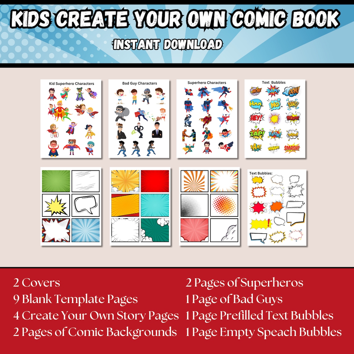Comic Strip Templates Create Your Own Comic Book Includes 9 Blank ...