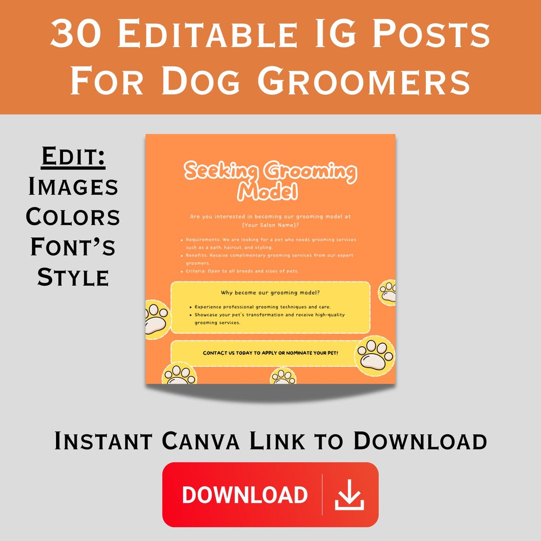 Dog Groomer Instagram Templates | Pet Salon Posts (canva) - Etsy