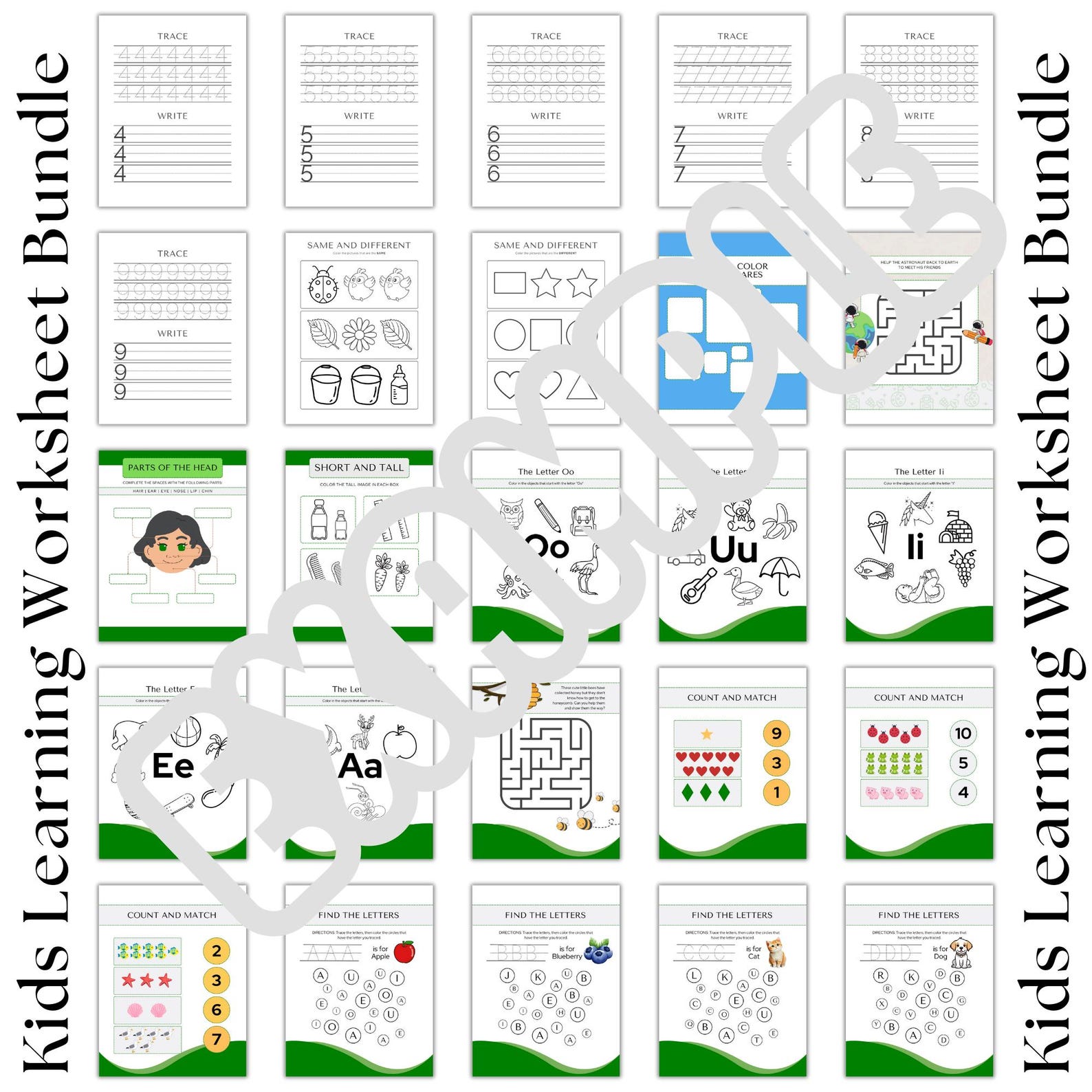 Kindergarten Learning Pack: 94 Page Printable Worksheets (PDF) - Etsy