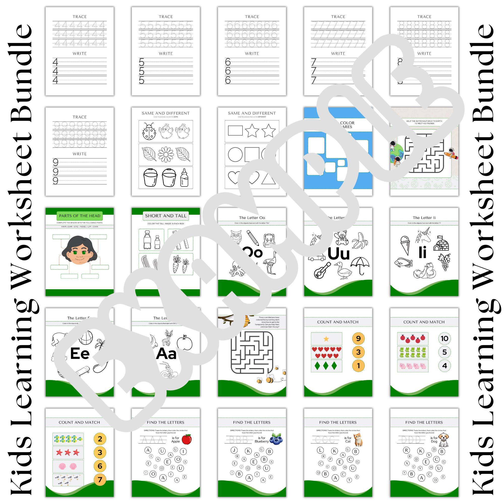 Preschool Pre-k + Kindergarten Learning Bundle 94 Pages Printable ...