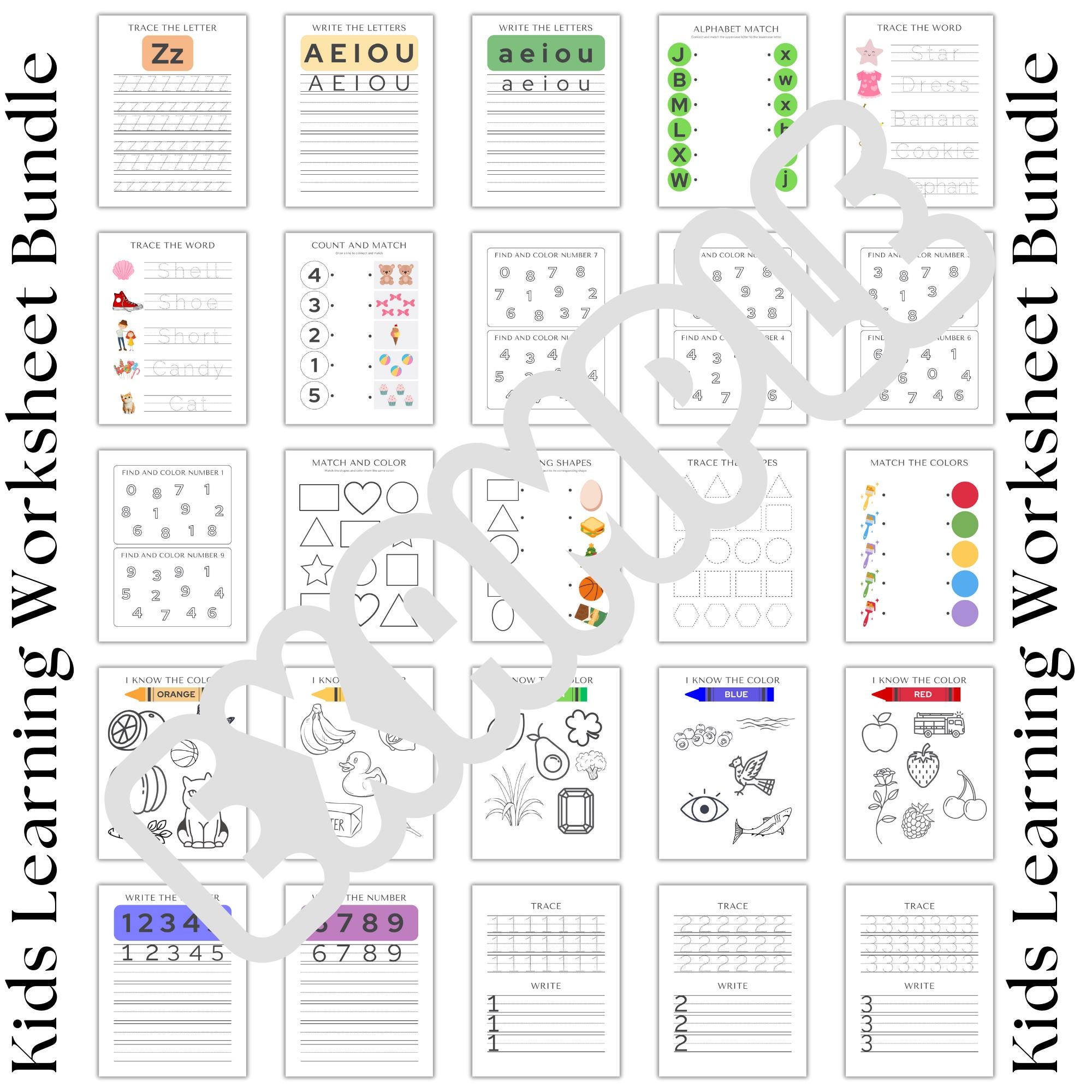Kindergarten Learning Pack: 94 Page Printable Worksheets (PDF) - Etsy