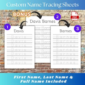 Custom Name Tracing Sheet Handwriting Practice Personalized Name Trace ...