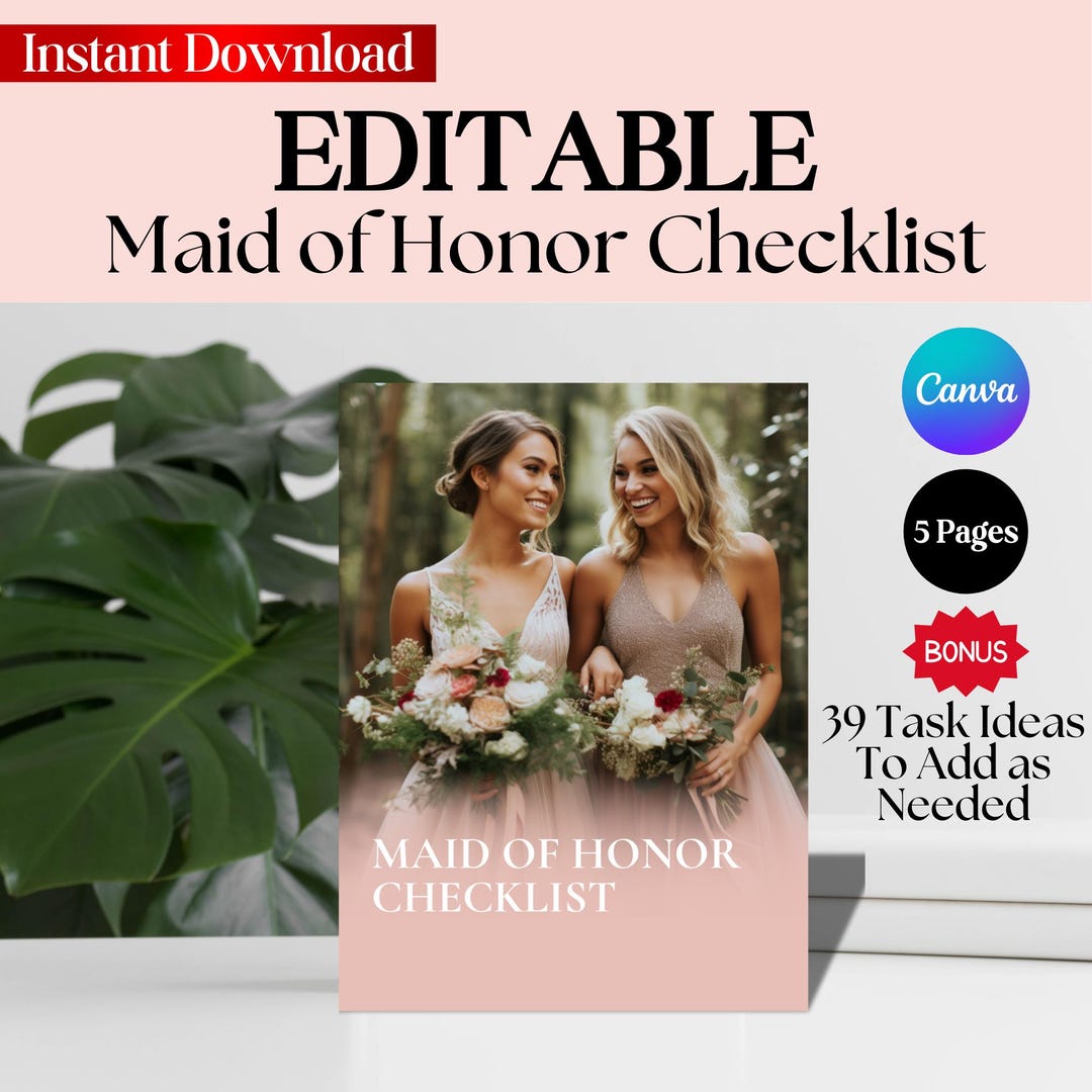 Editable Maid of Honor Planner, Bridesmaid Duties Checklist (canva ...