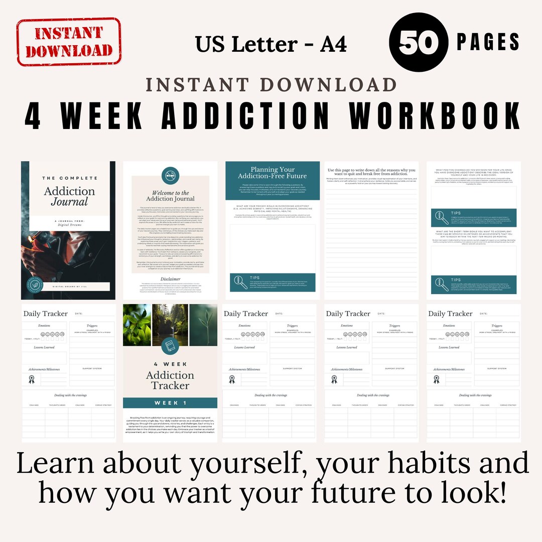 Addiction Recovery Workbook: CBT Sobriety Journal (PDF) - Etsy