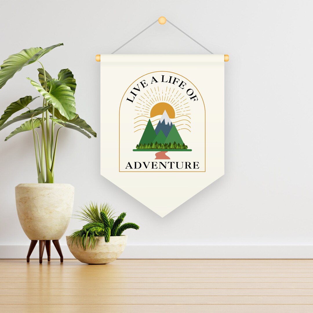 Adventure Theme Pennant Flag Wall Art Banner Never Stop Exploring Wall Hanging for Kids Room ...