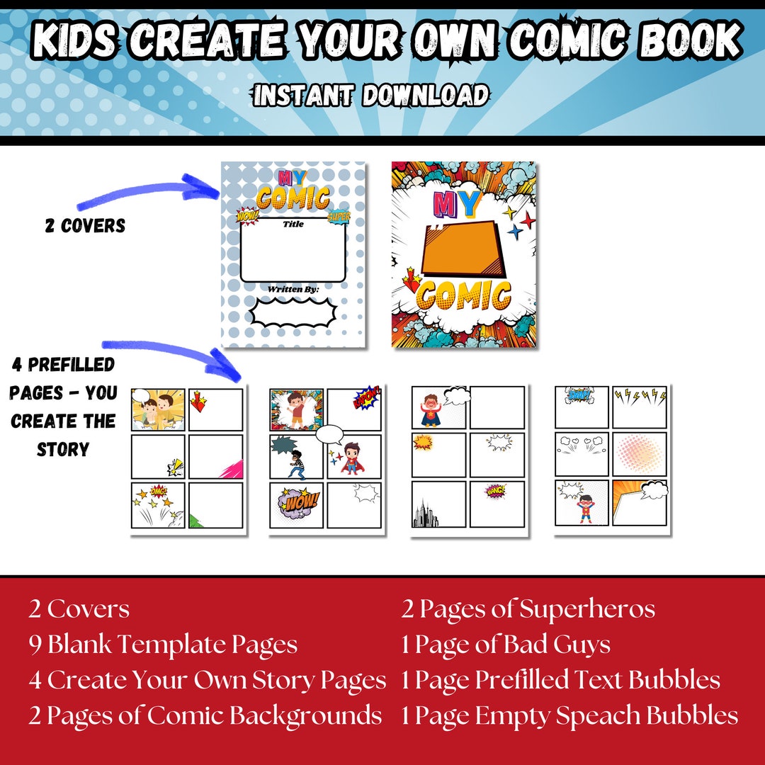 Comic Strip Templates Create Your Own Comic Book Includes 9 Blank ...