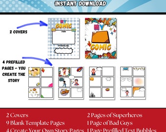 Comic Book Printable Templates Create Your Own Comic Instant Download ...