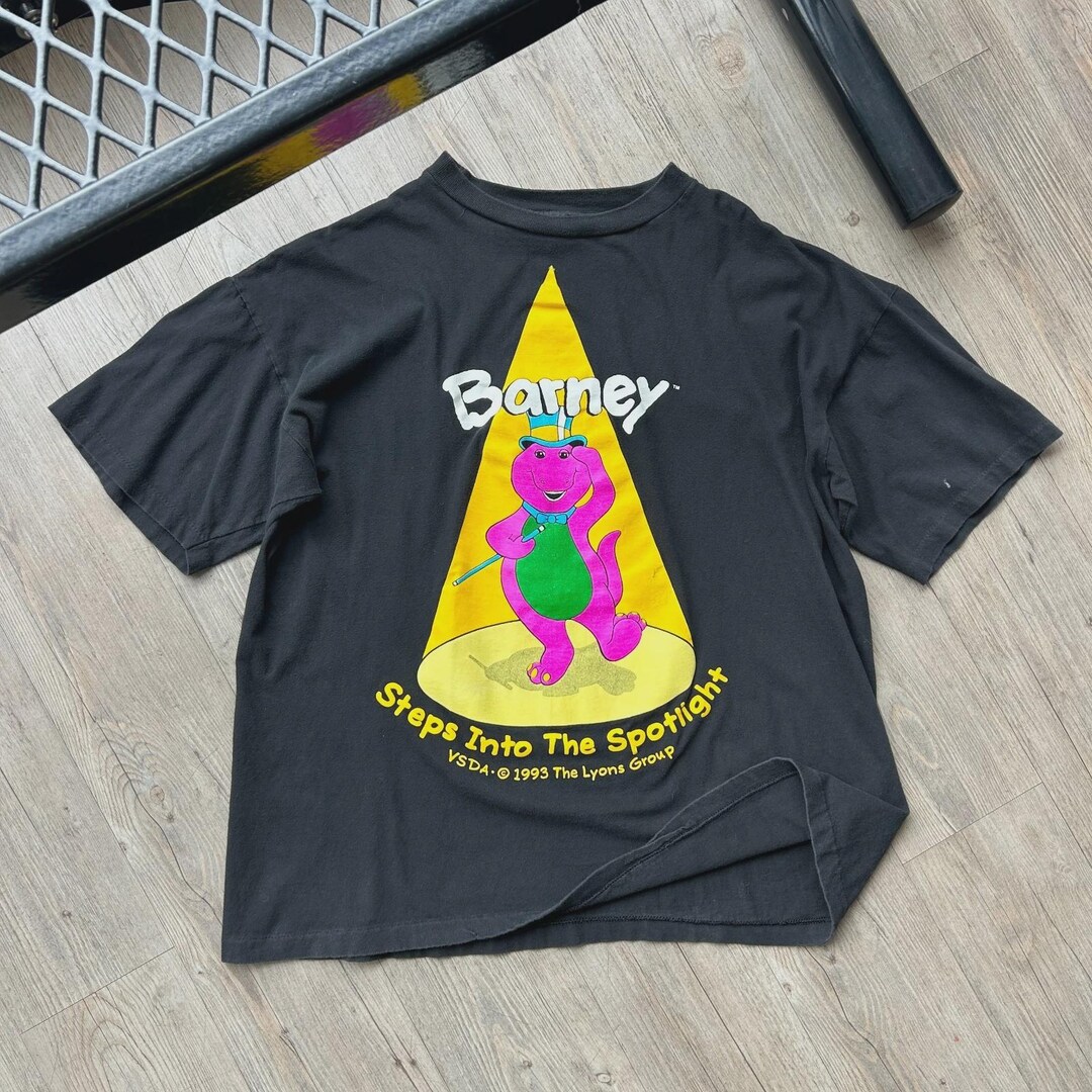 VINTAGE 90s | Barney Steps Into the Spotlight T-shirt Sz XL - Etsy