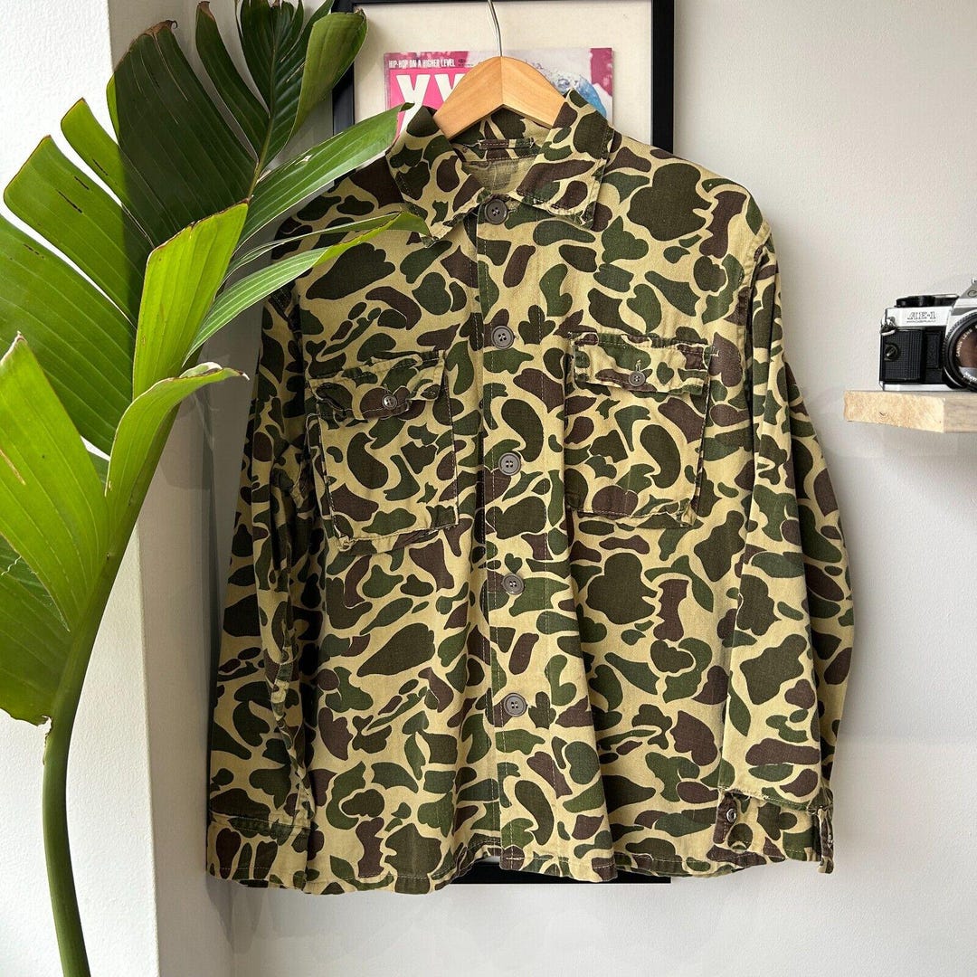 VINTAGE 70s | Duck Camo Button Down Jacket Sz M-L Adult - Etsy