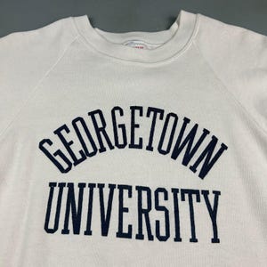 VINTAGE 80s Georgetown University White Crewneck Sweater Sz Large Adult ...