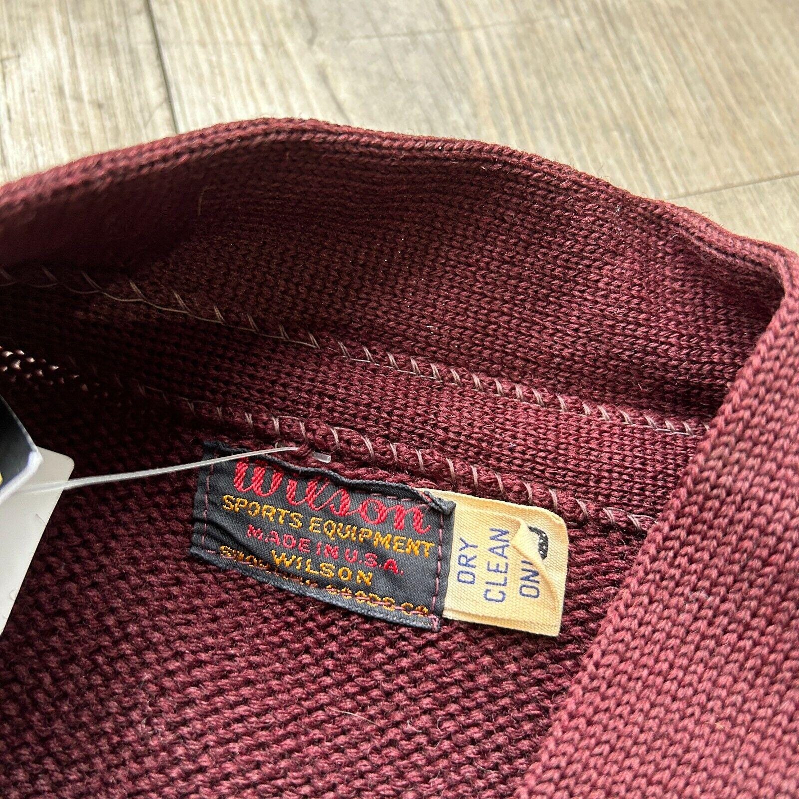 VINTAGE 70s | Wilson University Varsity Knit Cardigan Sweater Sz 38 MED ...