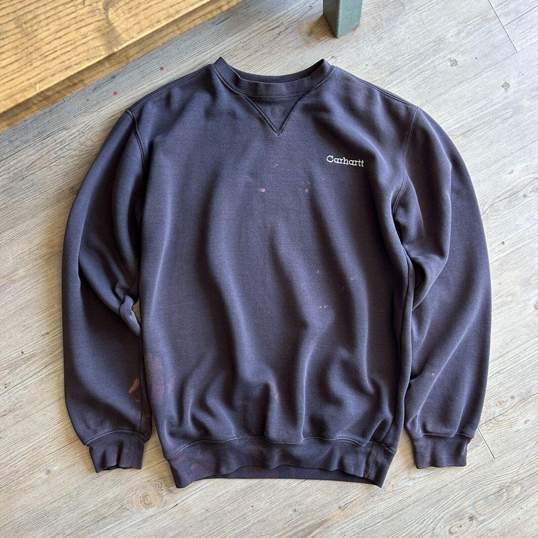 VINTAGE CARHARTT Embroidered Logo Faded Crew Sweater Sz S - Etsy