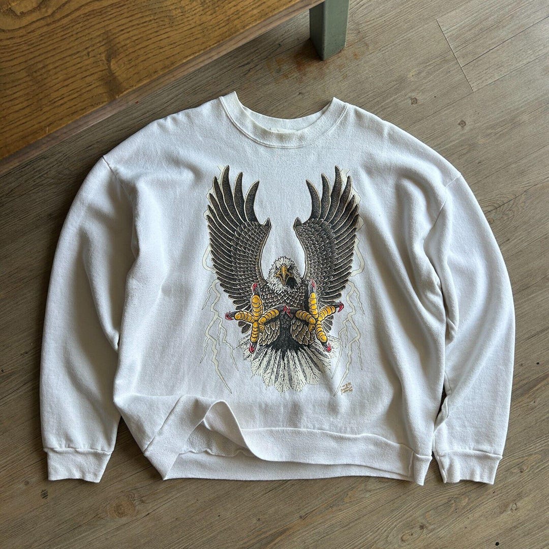 VINTAGE 90s | Thunder Eagle Artwork Crew Sweater Sz XL - Etsy