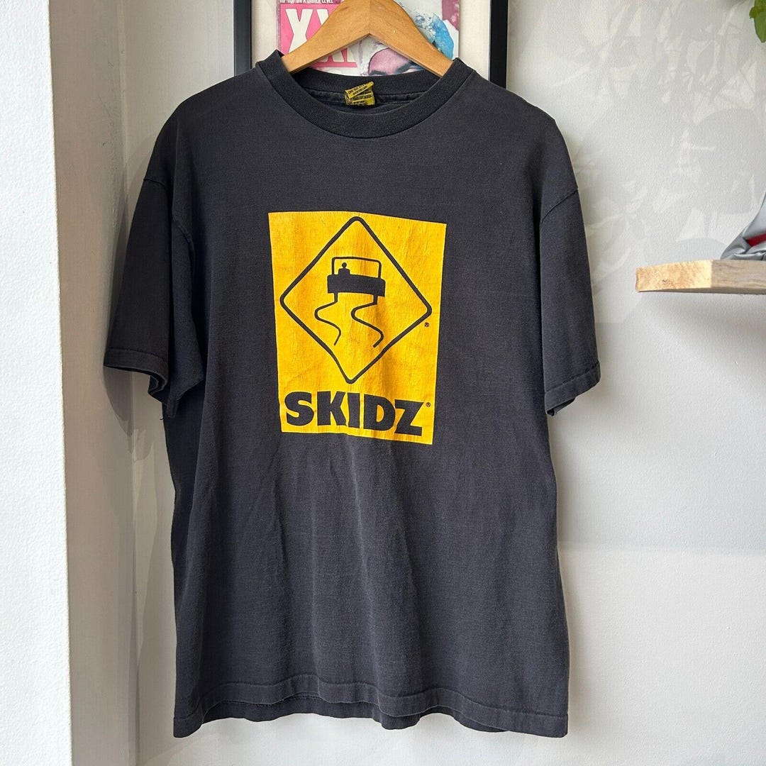 VINTAGE 90s SKIDZ Warning Black T-shirt Sz L - Etsy
