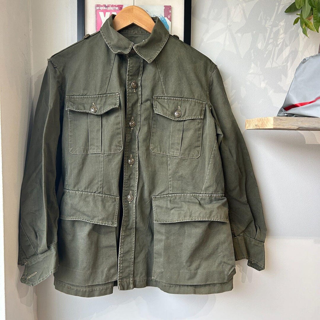 VINTAGE | Military Army Fatigue Combat Button Down Shirt Jacket Sz L - Etsy