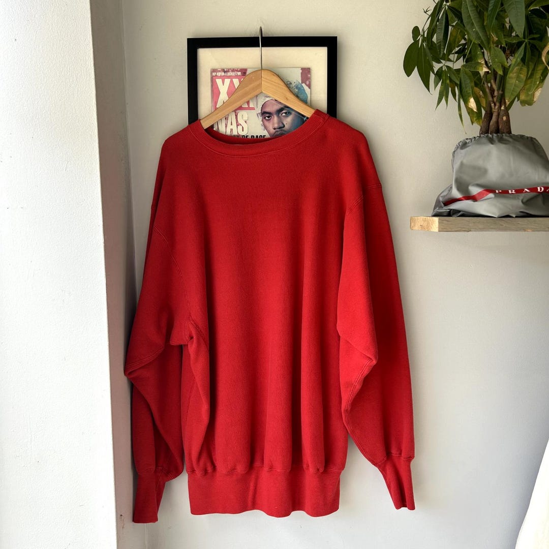 VINTAGE 1990s | Sand Knit Macgregor Heavy Weight Red Blank Crewneck Sz ...