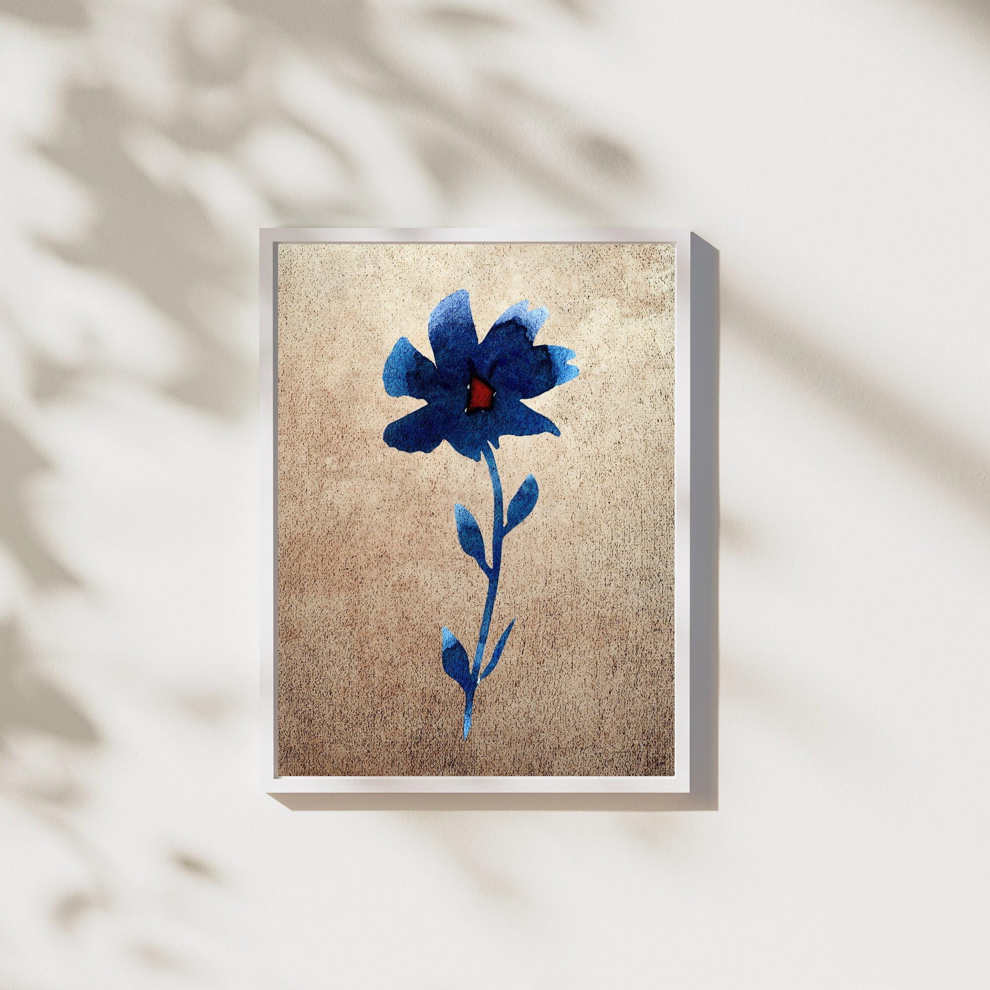 Blue Flower Wall Art, Watercolor Flower Print, Wildflower Spring Art ...