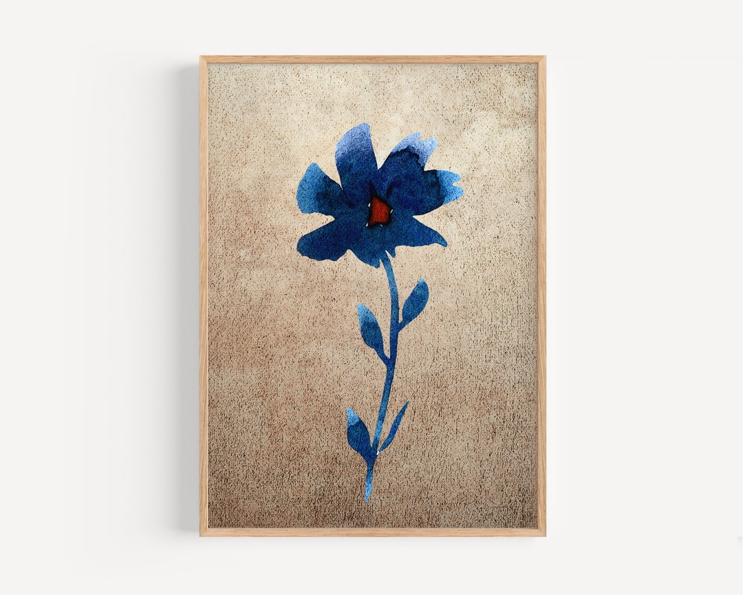 Blue Flower Wall Art, Watercolor Flower Print, Wildflower Spring Art ...